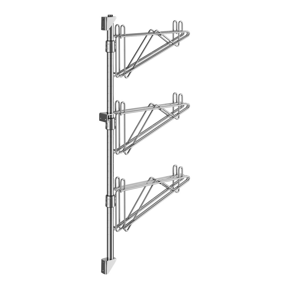 Regency 34" 3-Level Chrome Wall-Mount Middle Shelf Post with Double ...