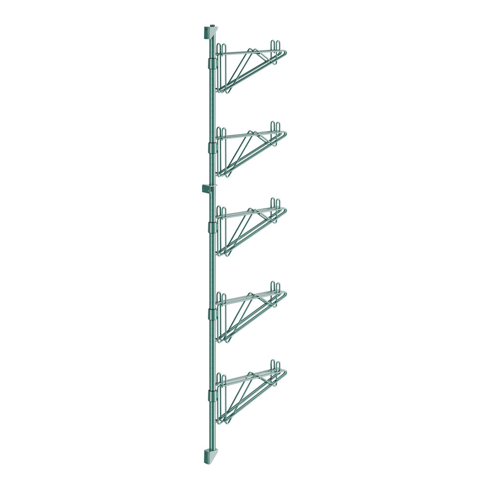 Regency 64" 5-Level Green Epoxy Wall-Mount Middle Shelf Post with ...