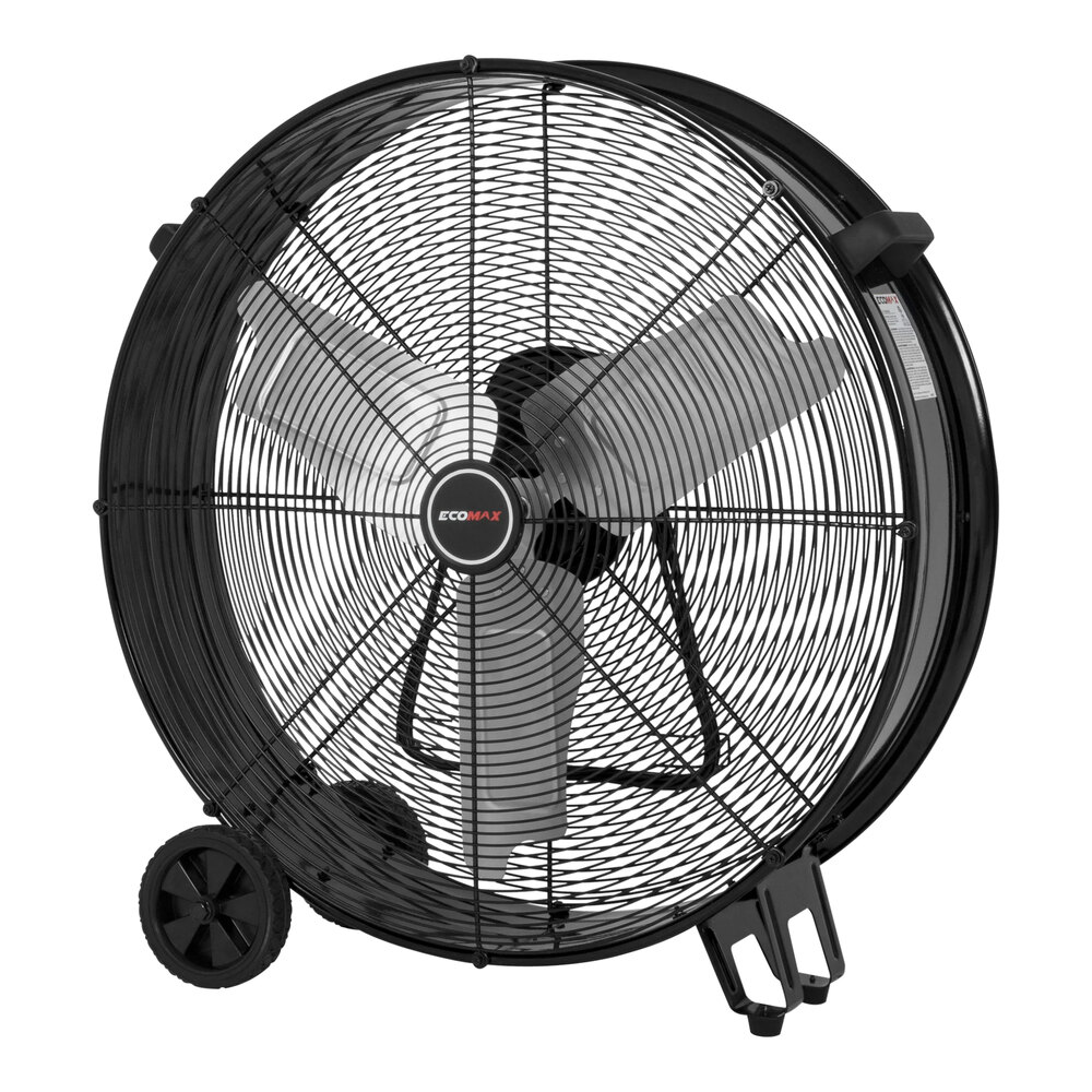 Ecomax 30" Black 3-Speed Portable Roll-Around High-Velocity Drum Fan ...