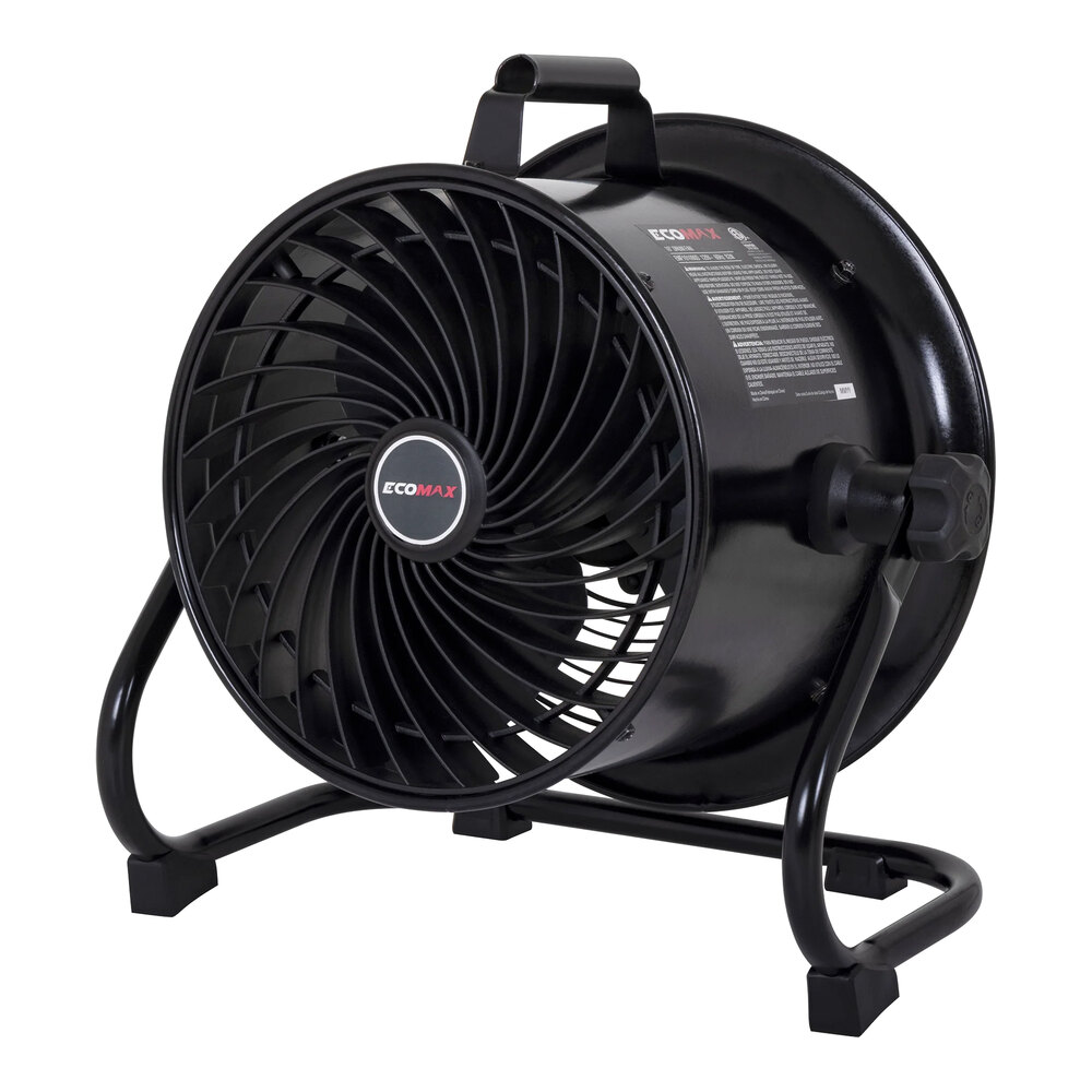 Ecomax 10" Black 3-Speed 360-Degree Tilt Portable Compact Drum Fan ...