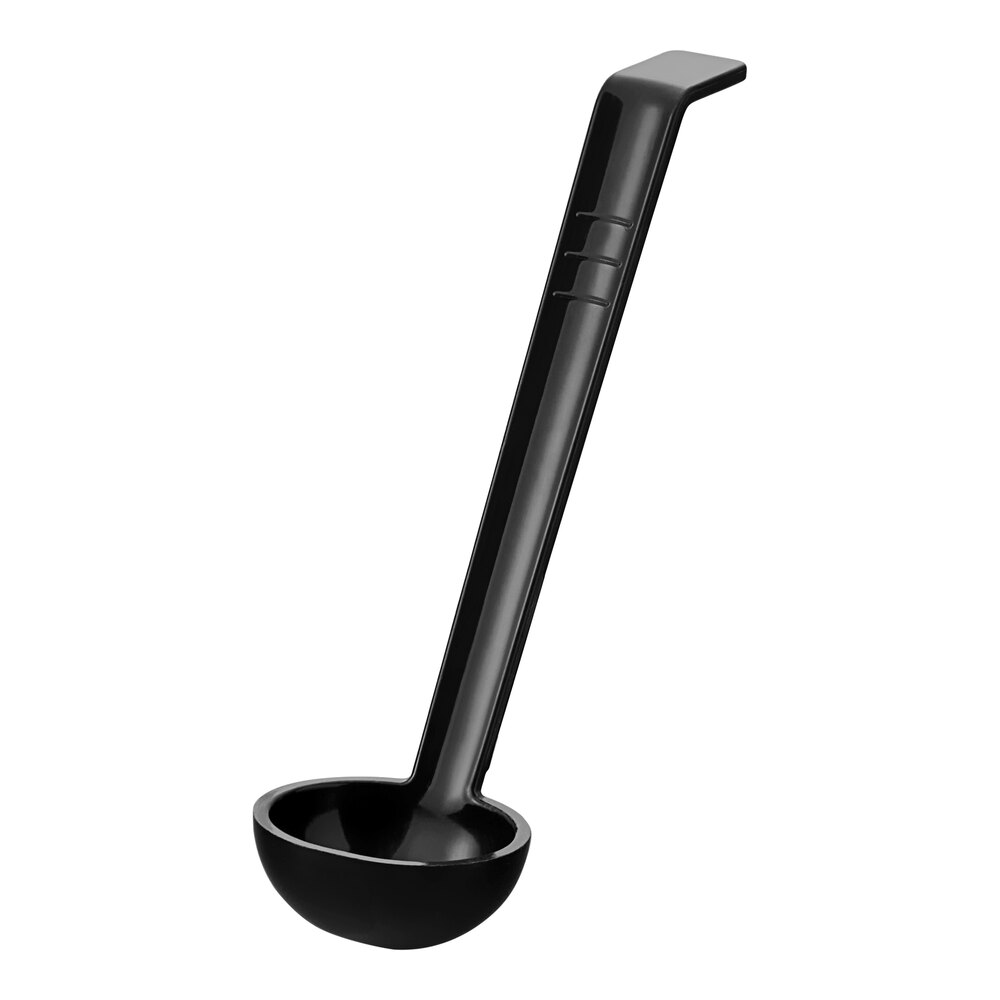 Choice 0.75 oz. Black Polycarbonate Plain Handle Serving Ladle