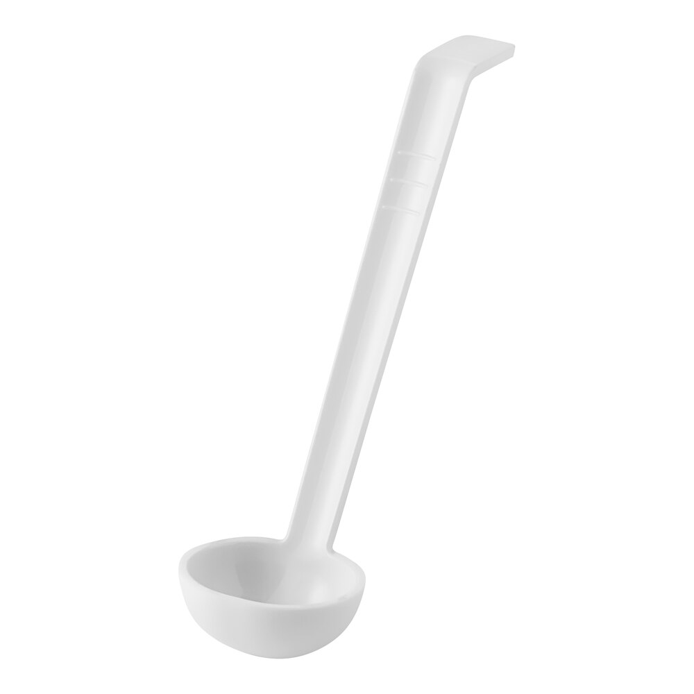 Choice 0.75 oz. White Polycarbonate Plain Handle Serving Ladle