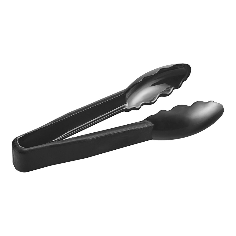 Choice 6" Black Polycarbonate Scallop Grip Tongs