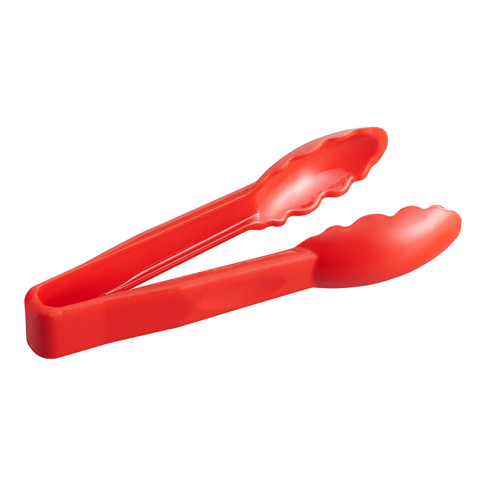 Choice 6" Red Polycarbonate Scallop Grip Tongs