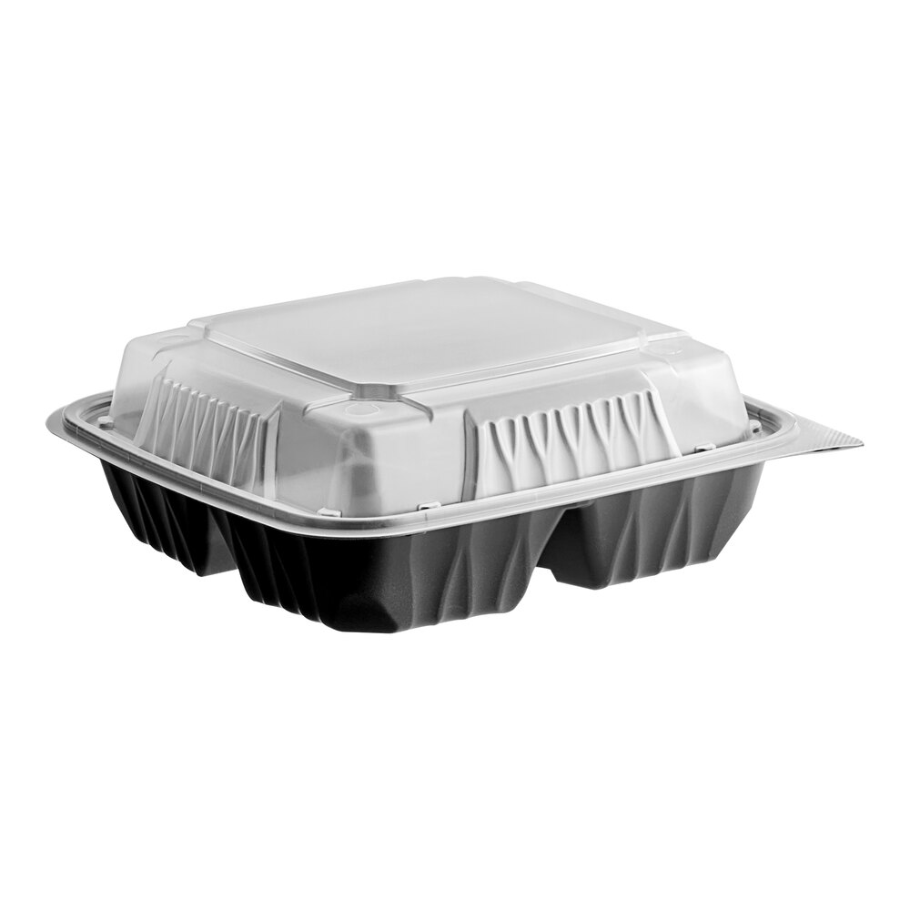Ecopax 8" x 8" x 3" 3-Compartment Mineral-Filled Plastic Microwaveable ...