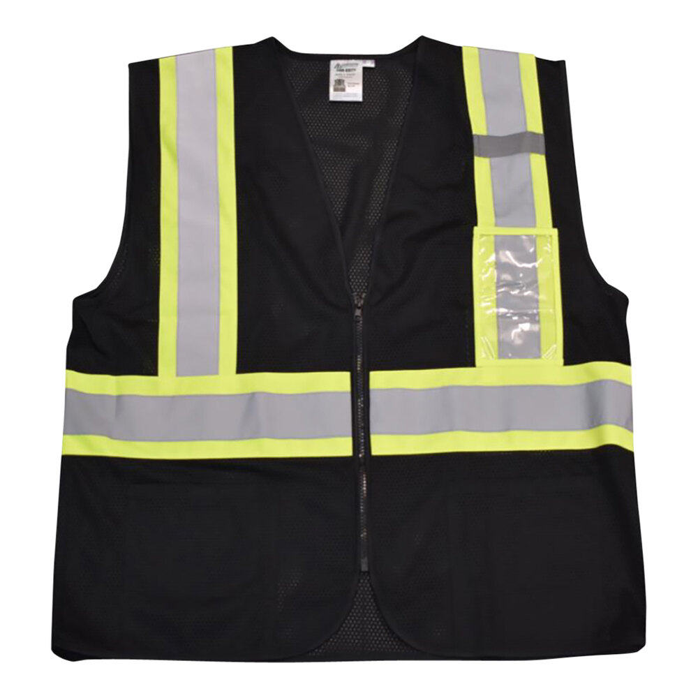 Cordova Cor-Brite Black Mesh Safety Vest with Two-Tone Reflective Tape ...
