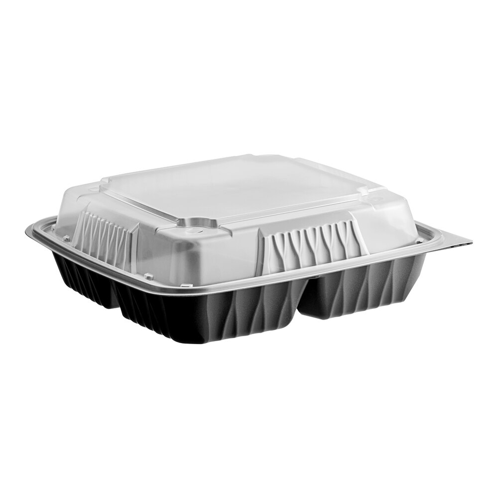 Ecopax 9" x 9" x 3" 3-Compartment Mineral-Filled Plastic Microwaveable ...