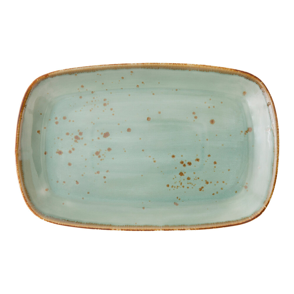 Erthe by Fortessa Basics 14" x 9" Celadon TechnoCeram Rectangular ...