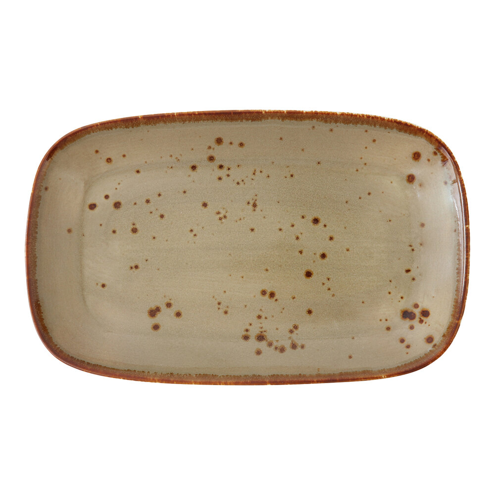 Erthe by Fortessa Basics 11" x 7" Shiitake TechnoCeram Rectangular ...