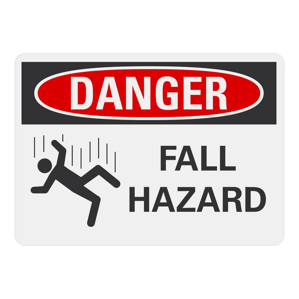 Lavex 14" x 10" Non-Reflective Aluminum "Danger / Fall Hazard" Safety Sign