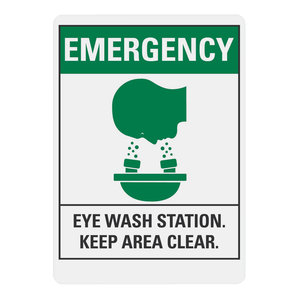 Lavex 10" x 14" Non-Reflective Adhesive Vinyl "Emergency / Eye Wash ...