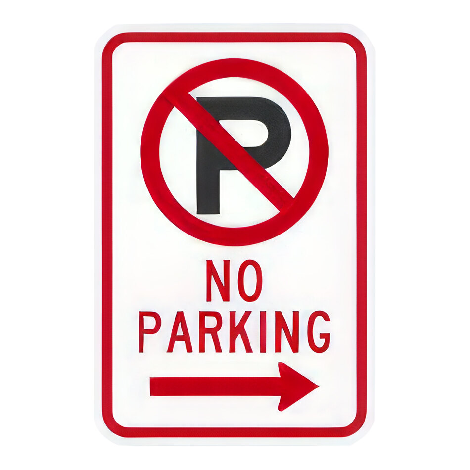 Lavex 18" x 12" Reflective Aluminum "No Parking" Safety Sign with Right ...