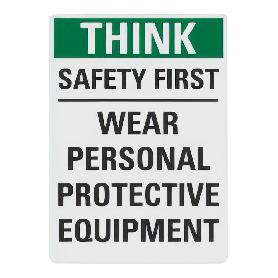 Lavex 14" x 10" Non-Reflective Aluminum "Think / Safety First / Wear ...