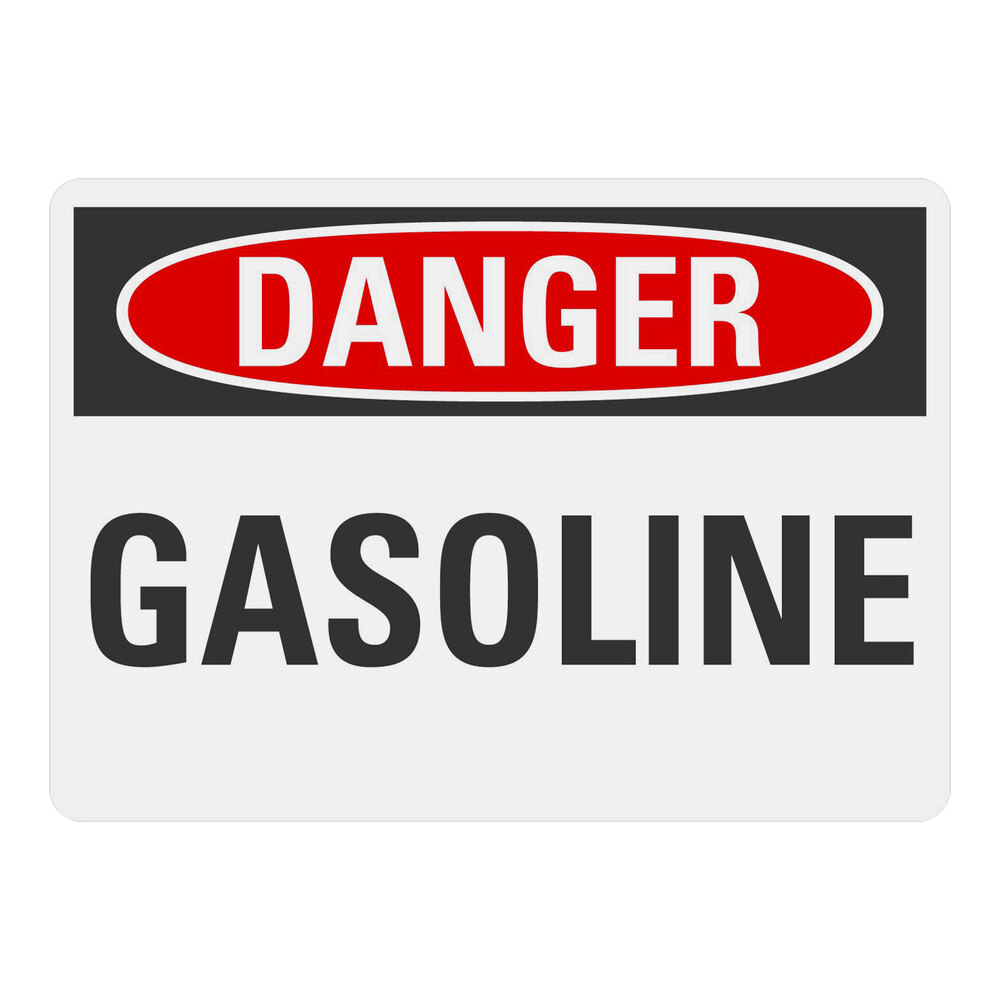 Lavex 10" x 7" Non-Reflective Adhesive Vinyl "Danger / Gasoline" Safety ...