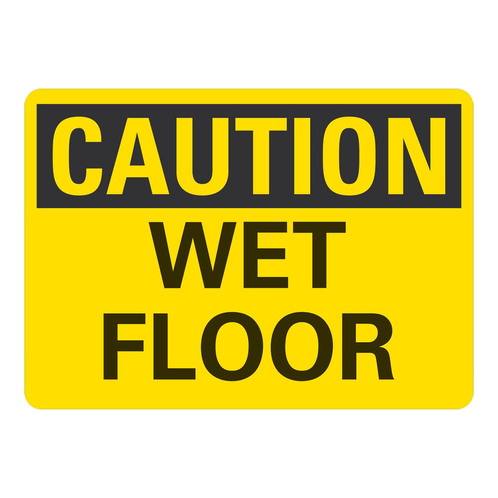 Lavex 10" x 7" Non-Reflective Adhesive Vinyl "Caution / Wet Floor ...