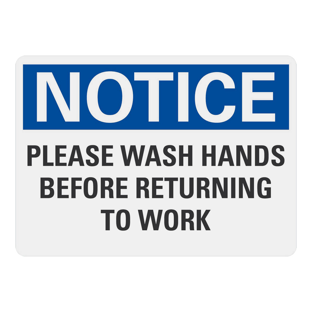 Lavex 10" x 7" Non-Reflective Aluminum "Notice / Please Wash Hands ...