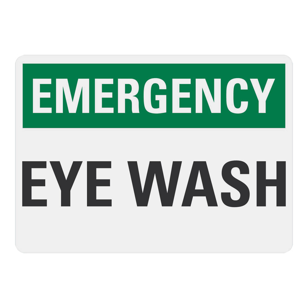 Lavex 10" x 7" Non-Reflective Aluminum "Emergency / Eye Wash" Safety Sign