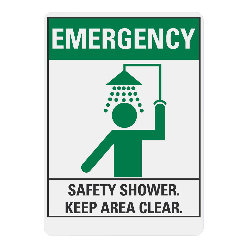 Lavex 7" x 10" Non-Reflective Aluminum "Emergency / Safety Shower ...