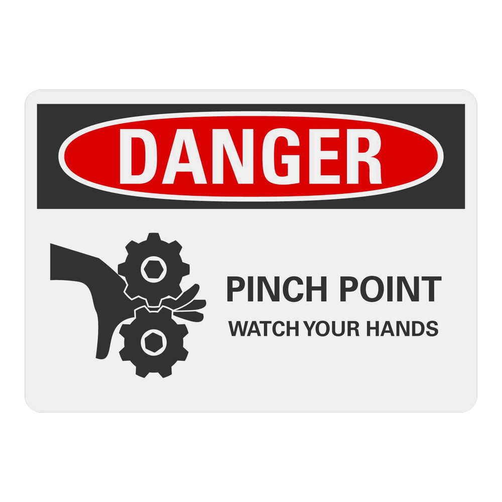 Lavex 10" x 7" Non-Reflective Plastic "Danger / Pinch Point / Watch ...