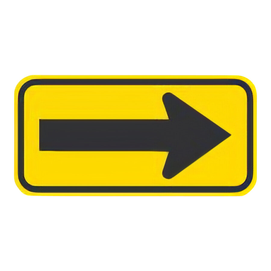 Lavex 24" x 12" Yellow Reflective Aluminum Safety Sign with Black Arrow