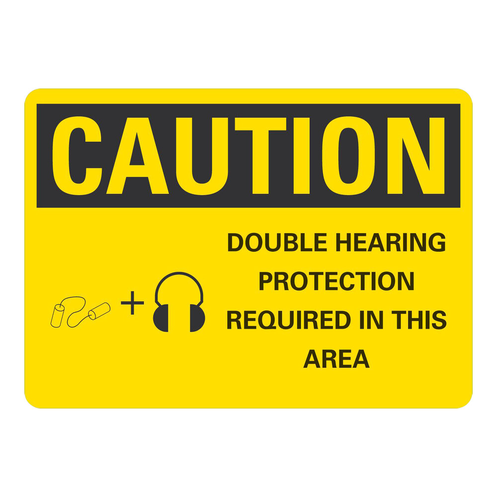 Lavex 10" x 7" Non-Reflective Plastic "Caution / Double Hearing ...
