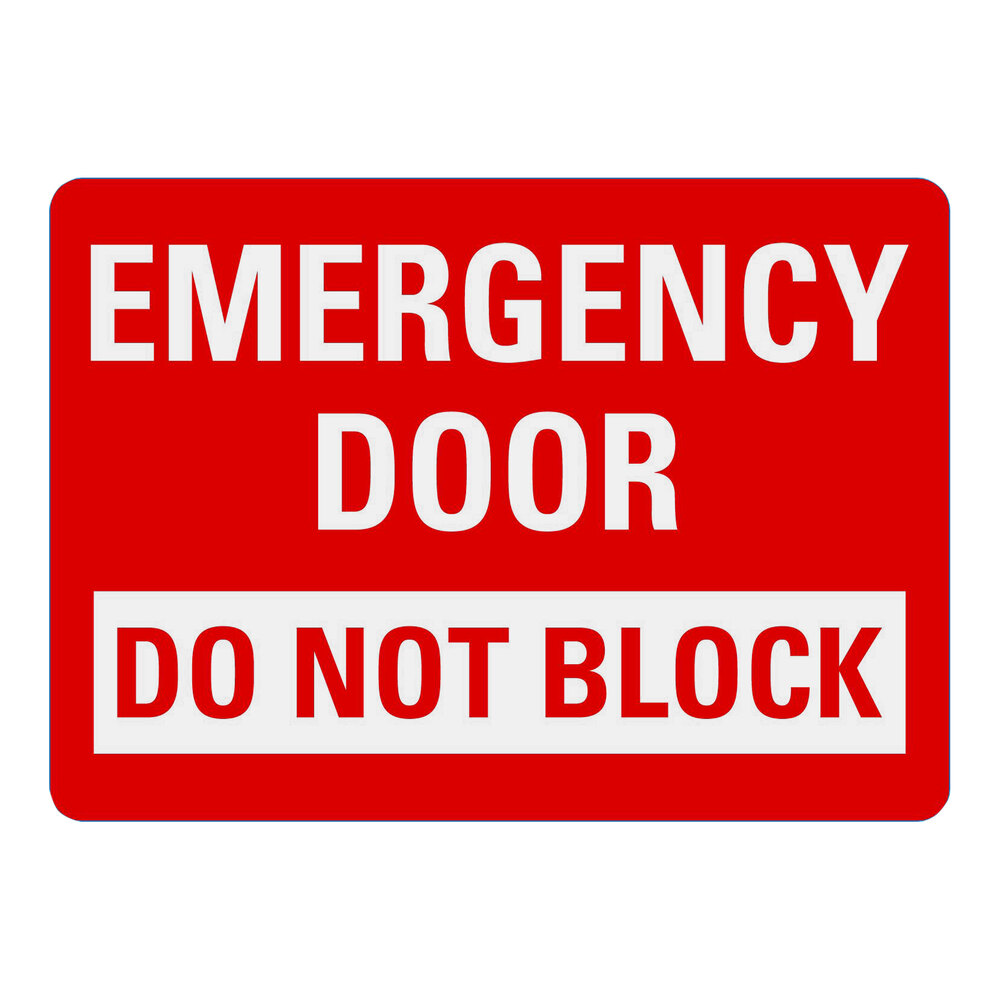 Lavex 14" x 10" Non-Reflective Aluminum "Emergency Door / Do Not Block ...