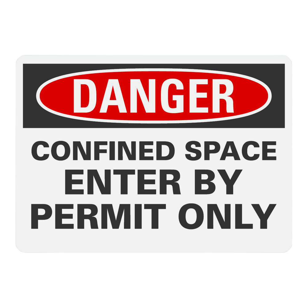 Lavex 14" x 10" Non-Reflective Adhesive Vinyl "Danger / Confined Space ...