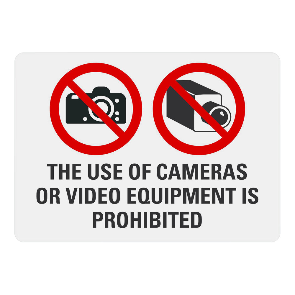 Lavex 14" x 10" Non-Reflective Aluminum "The Use of Cameras or Video ...