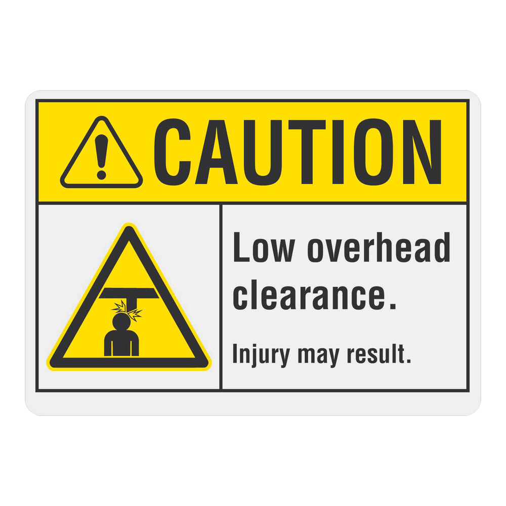 Lavex 14" x 10" Non-Reflective Adhesive Vinyl "Caution / Low Overhead ...