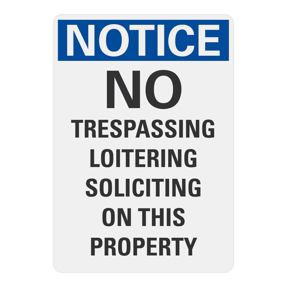 Lavex 14" x 10" Non-Reflective Aluminum "Notice / No Trespassing ...