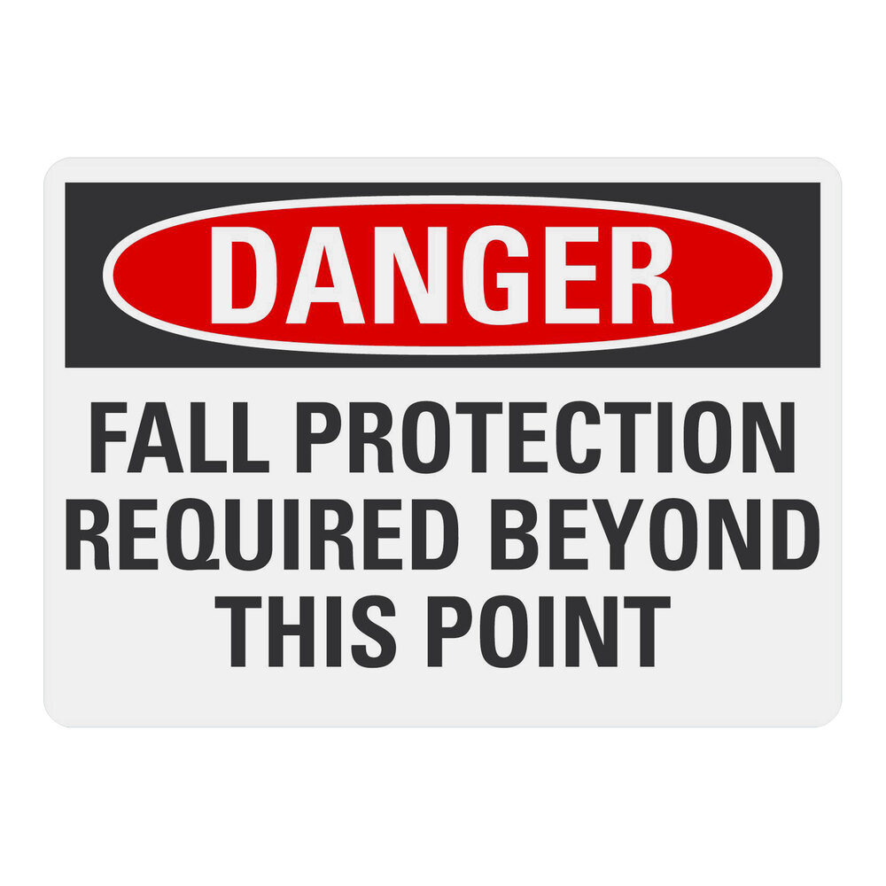 Lavex 10" x 7" Non-Reflective Plastic "Danger / Fall Protection ...