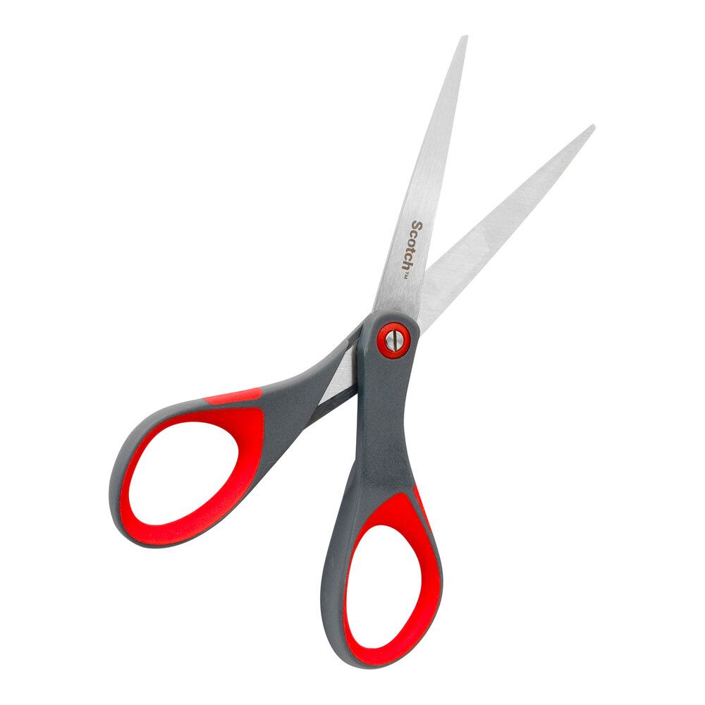 3M Scotch™ 6" Stainless Steel Pointed Tip Precision Scissors with Red ...