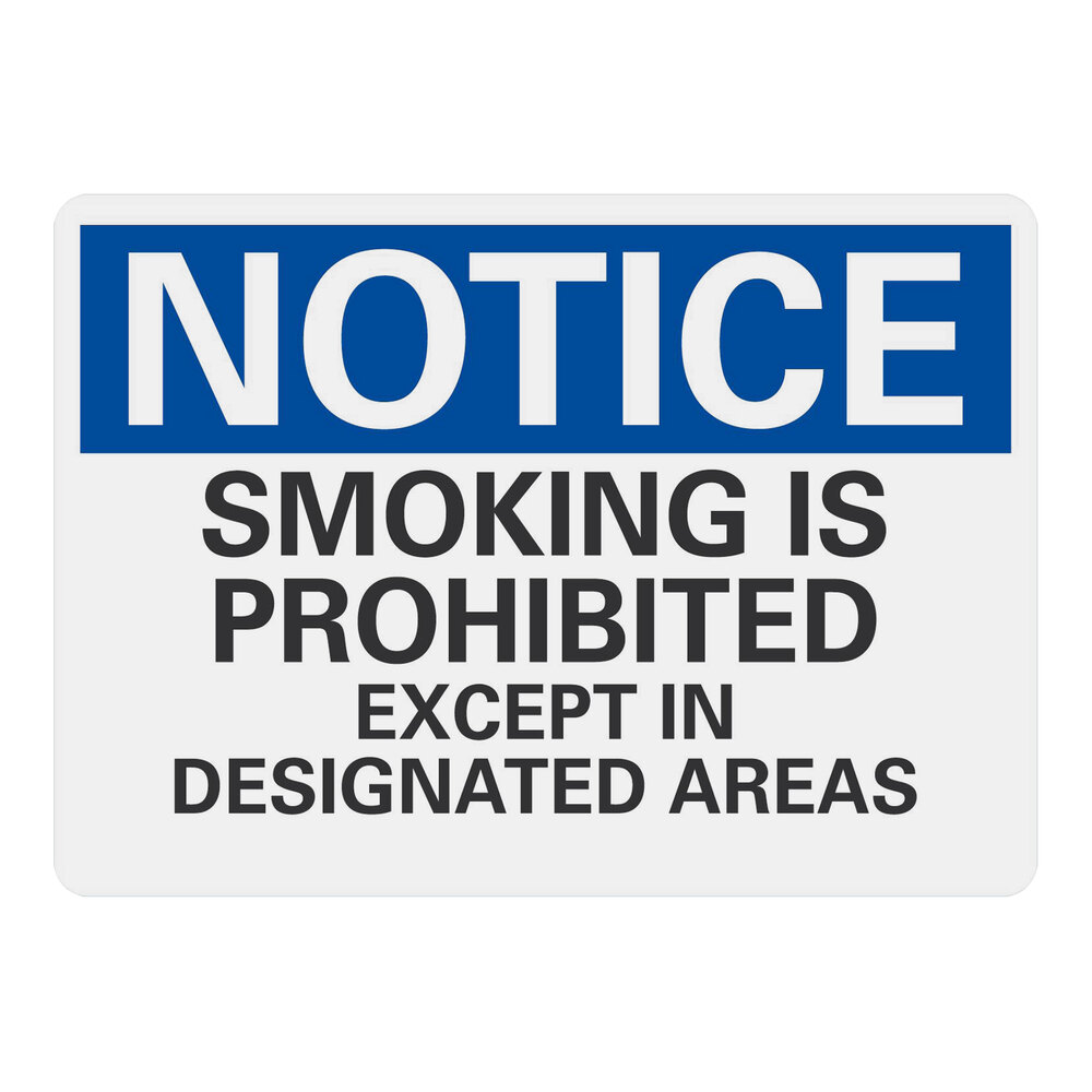 Lavex 10" x 7" Non-Reflective Adhesive Vinyl "Notice / Smoking Is ...