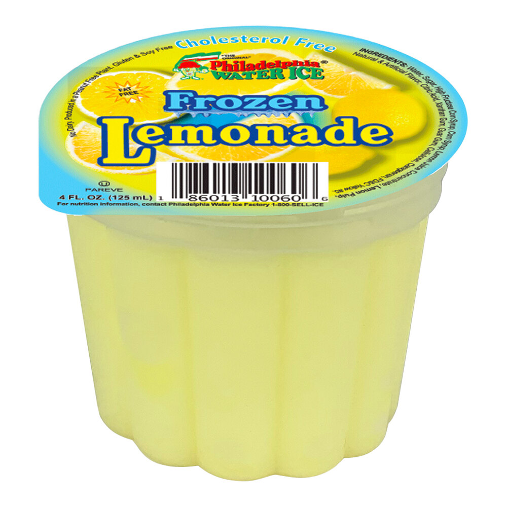 Philadelphia Water Ice Lemonade Italian Ice 4 oz. Cup - 48/Case