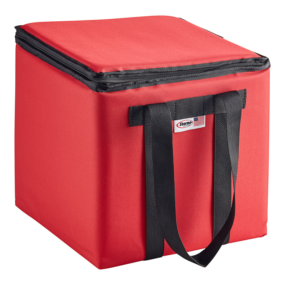 Sterno Customizable 14 1/2" x 14 1/2" x 14" Small Red Nylon Insulated ...