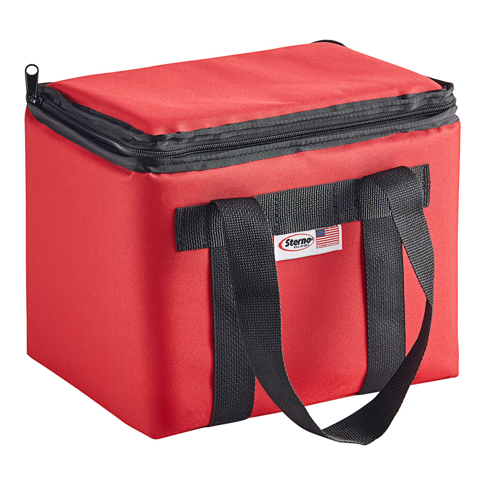Sterno Customizable 12" x 9 1/2" x 10" Small Red Nylon Insulated ...