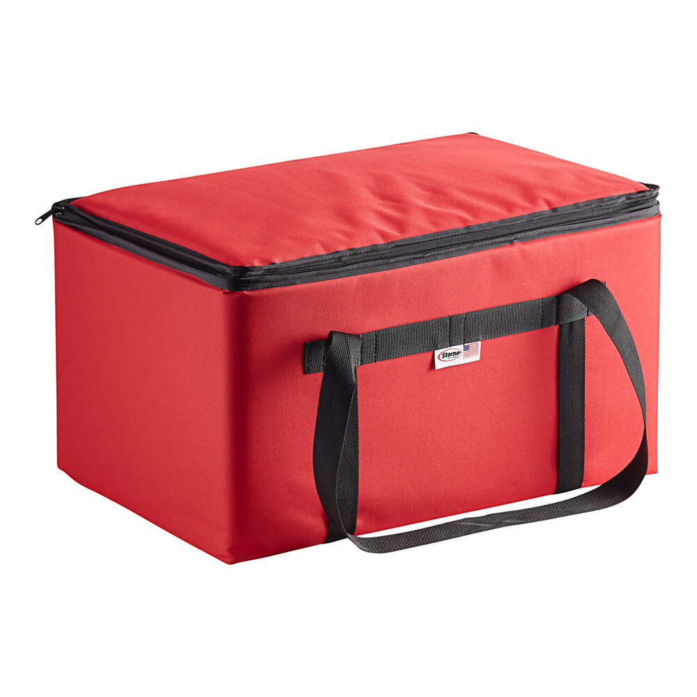 Sterno Customizable 24" x 16" x 14" Large Red Nylon Insulated Catering ...