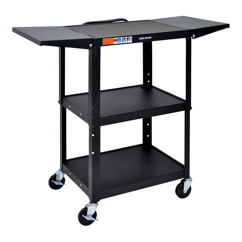 Luxor 24" x 18" x 24"-42" Black Steel 3-Shelf Adjustable-Height Powered ...