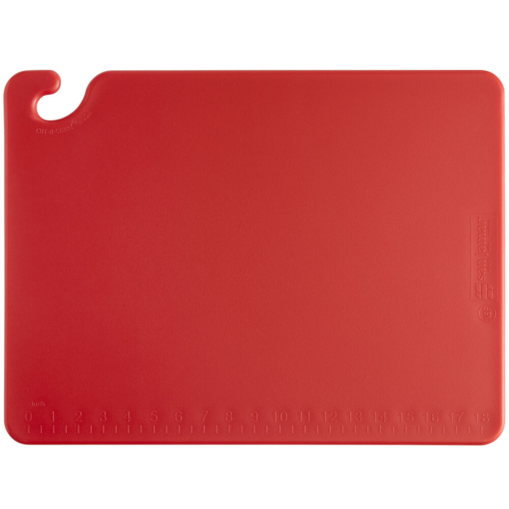San Jamar CB152012RD Cut-N-Carry® 20" x 15" x 1/2" Red Cutting Board ...