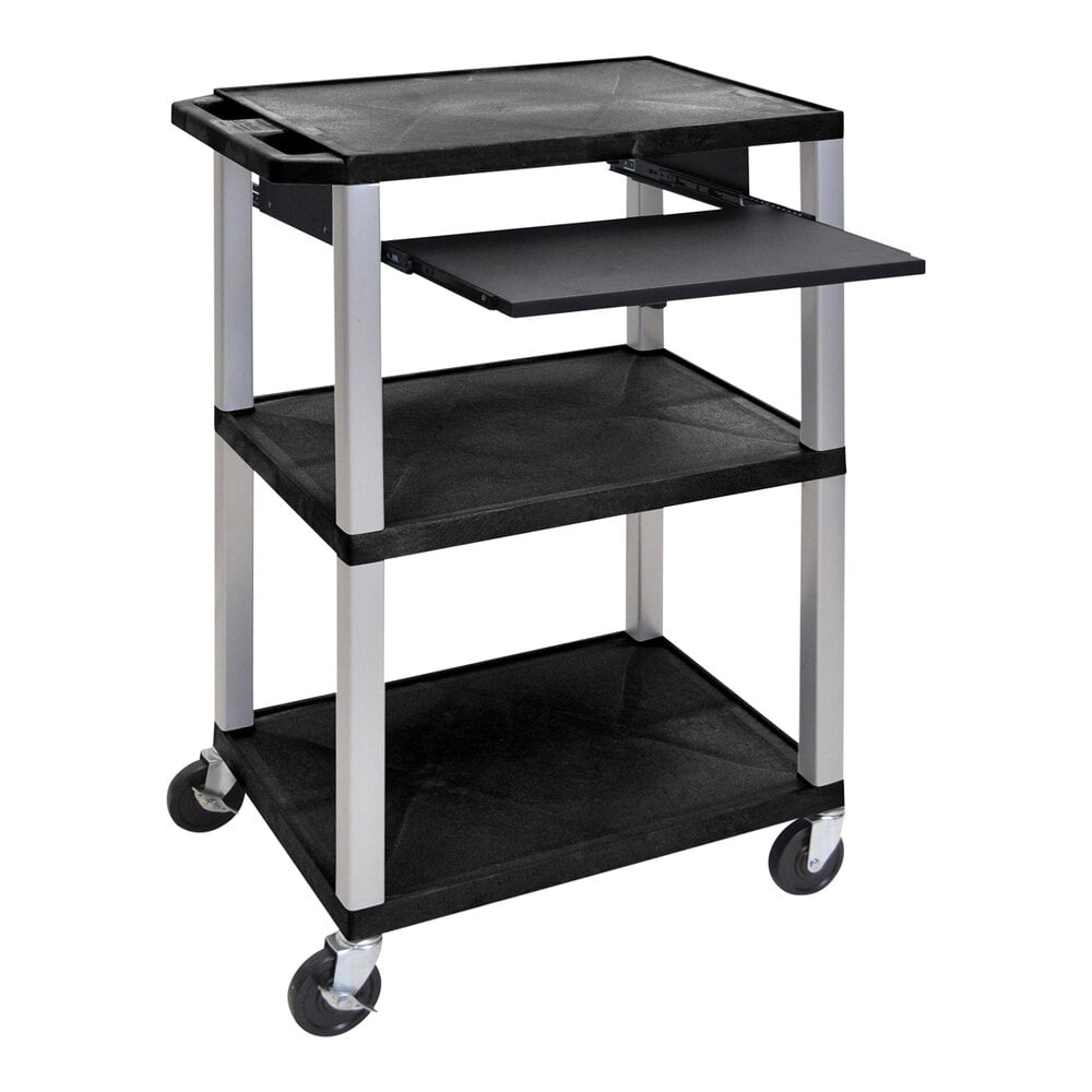 Luxor Tuffy 24" x 18" x 42 1/2" Black / Nickel Plastic 3-Shelf Powered ...