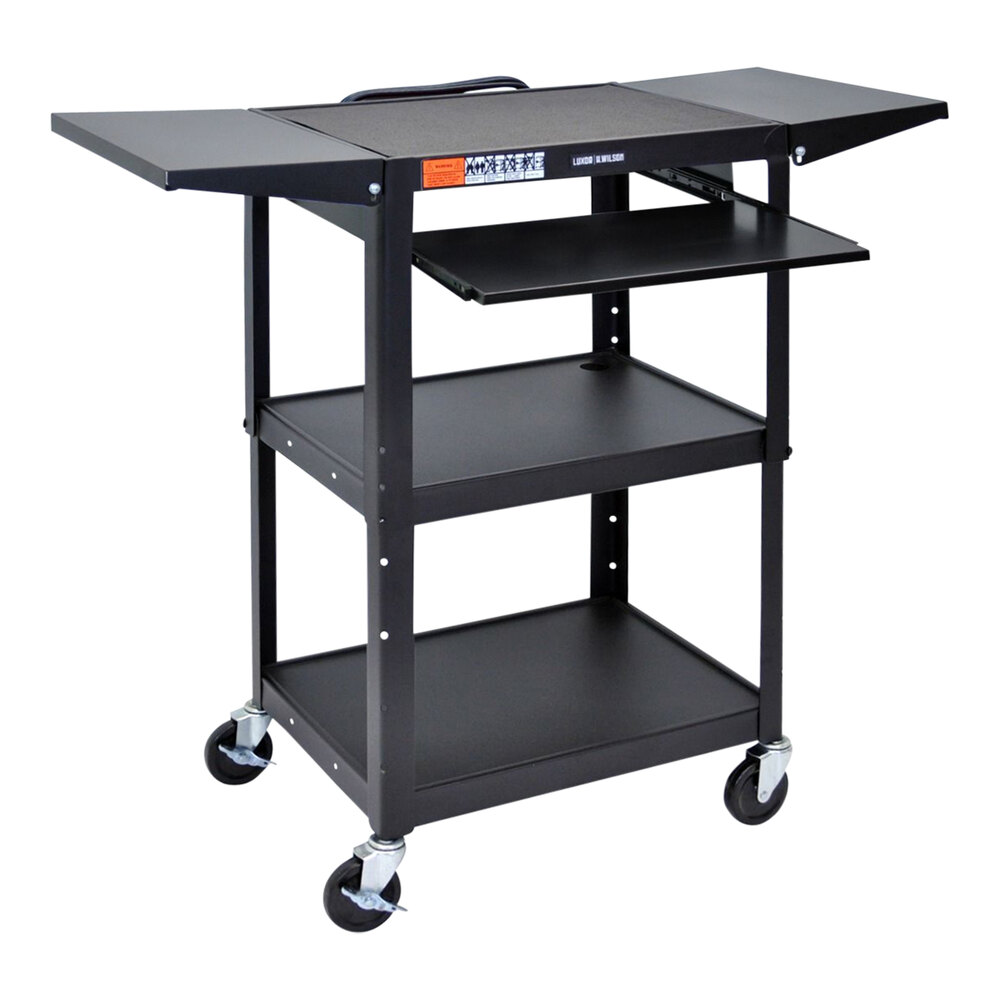 Luxor 24" x 18" x 24"-42" Black Steel 3-Shelf Adjustable-Height Powered ...