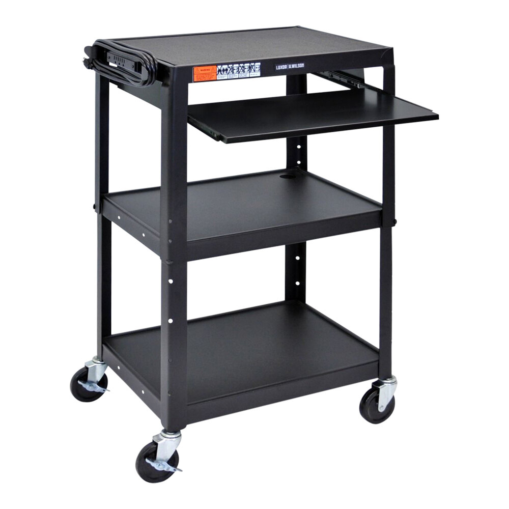 Luxor 24" x 18" x 24"-42" Black Steel 3-Shelf Adjustable-Height Powered ...
