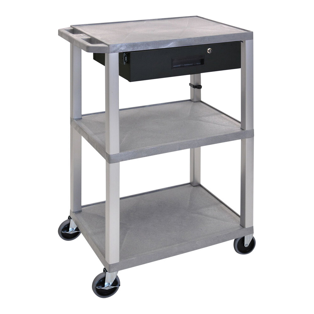 Luxor Tuffy 24" x 18" x 42 1/2" Gray / Nickel Plastic 3-Shelf Powered ...