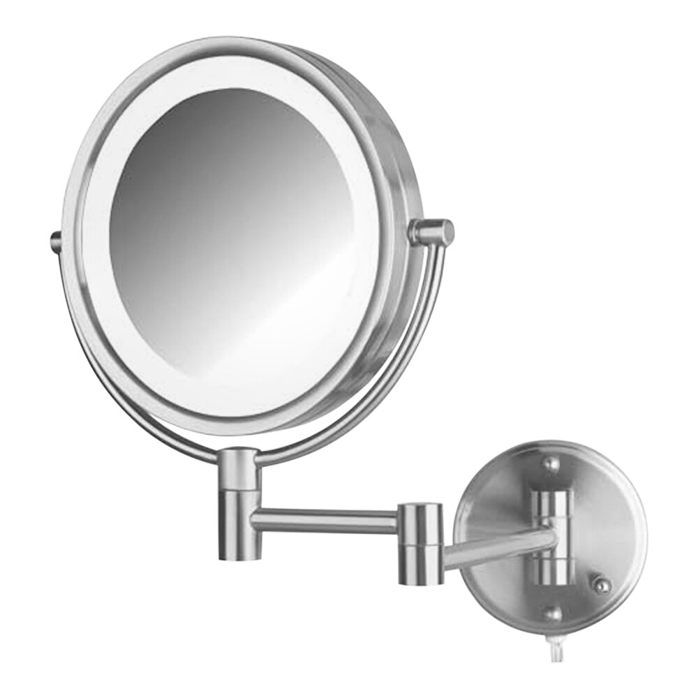 Jerdon 8 1/2" Round Nickel 2-Sided Wall-Mount LED Mirror