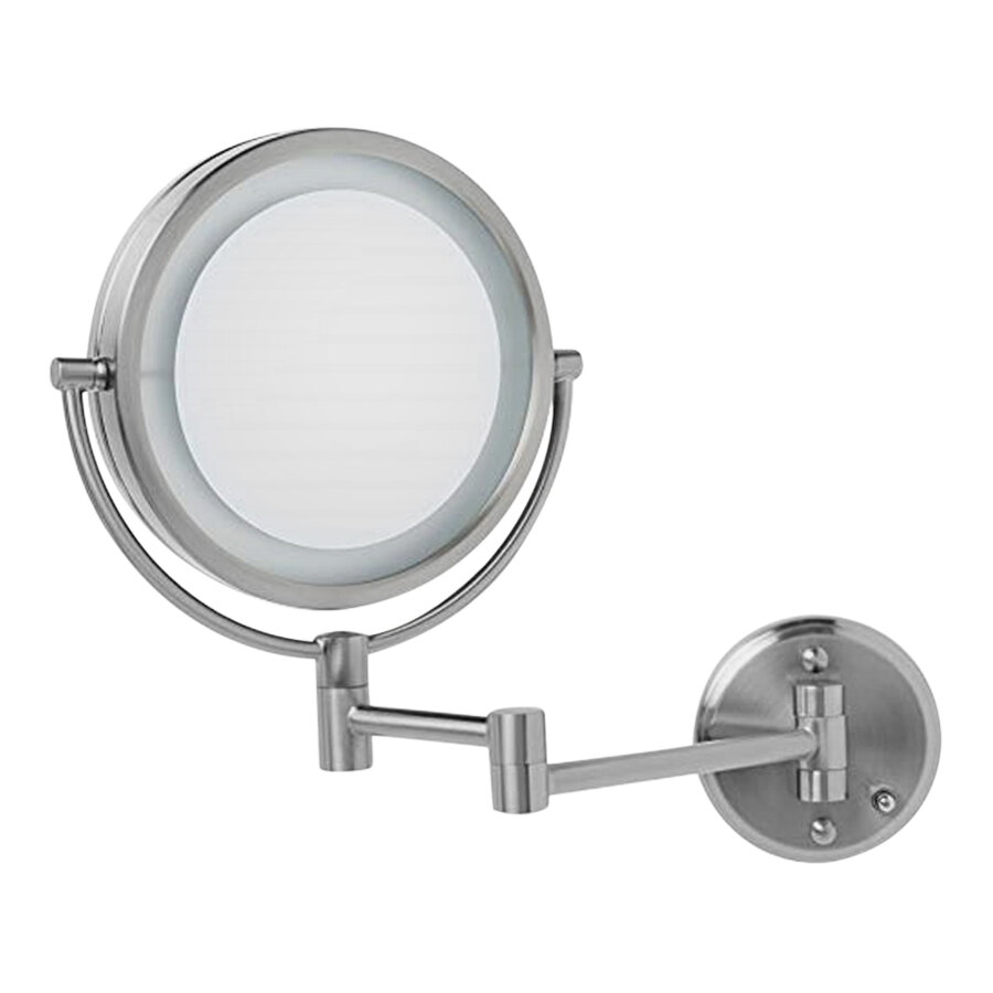 Jerdon 8 1/2" Round Nickel 2-Sided Wall-Mount Hardwired LED Mirror