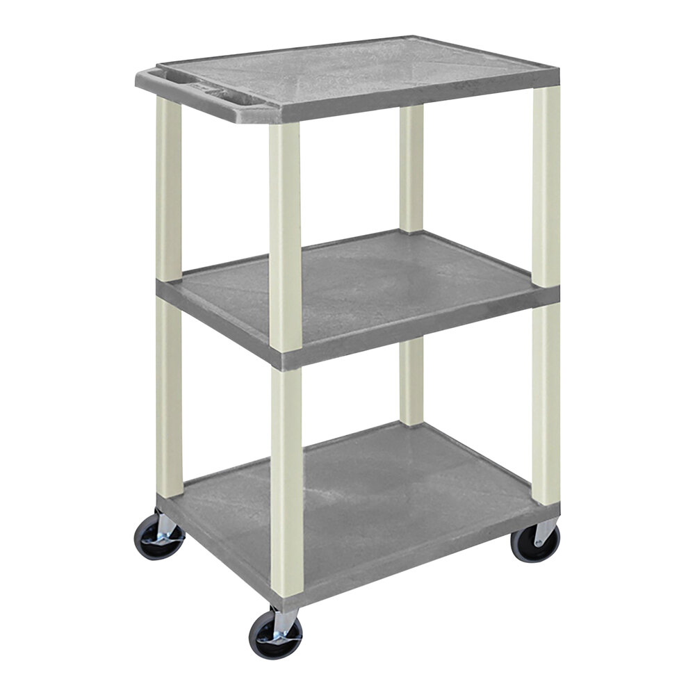 Luxor Tuffy 24" x 18" x 42 1/2" Gray / Putty Plastic 3-Shelf Powered ...