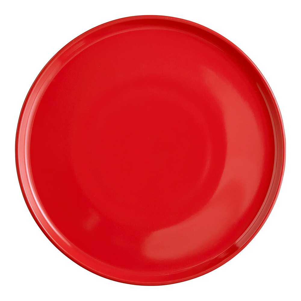 Acopa 13" Red Stoneware Pizza Plate - 6/Case