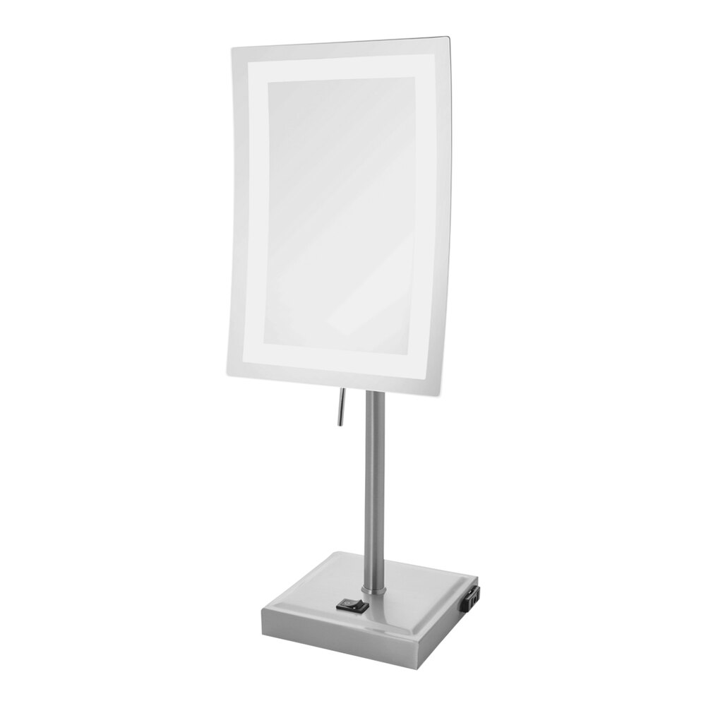 Jerdon 6 1/2" x 9" Rectangular Nickel Tabletop LED Mirror