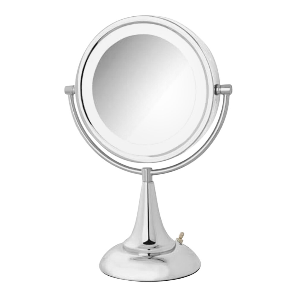 Jerdon 8 1/2" Round Chrome 2-Sided Tabletop LED Mirror with 8x ...