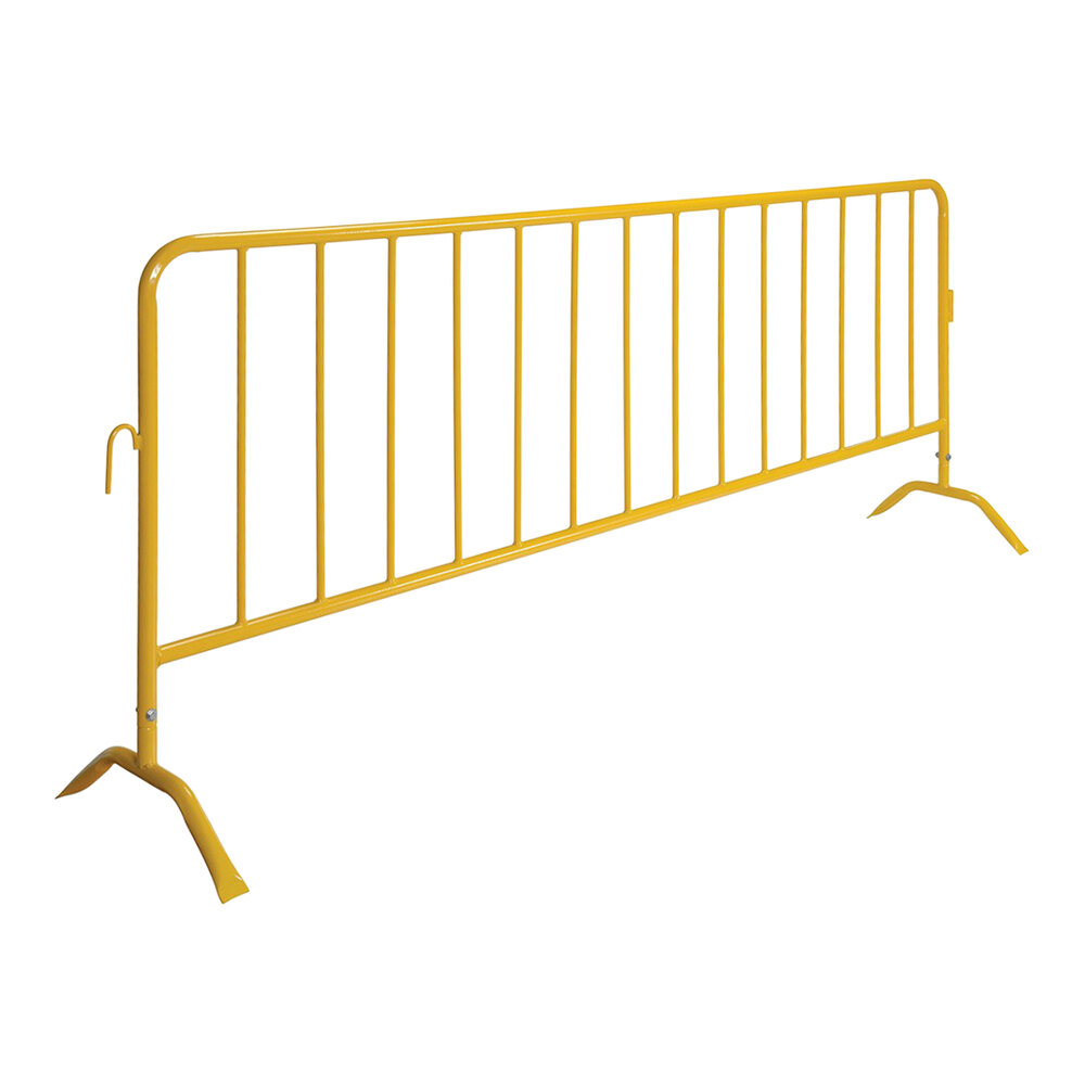 Vestil Yellow Steel Crowd Control Barrier with Curved Feet PRAIL-102-Y